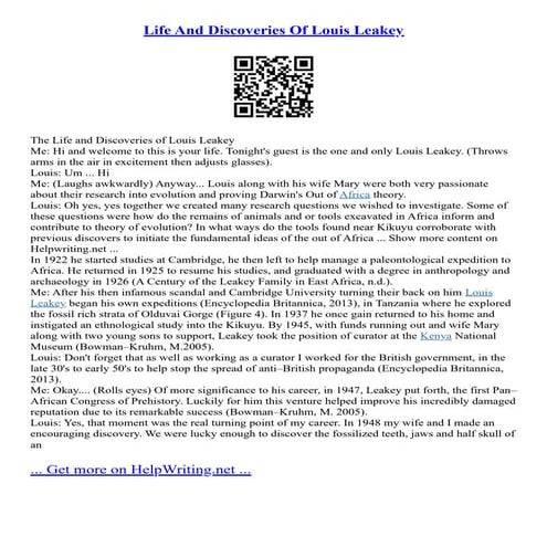 Life And Discoveries Of Louis Leakey | PDF