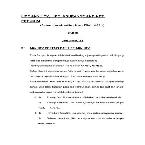 Life annuity | PDF