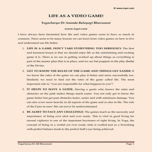 Life as a video game | PDF
