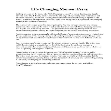 Life Changing Moment Essay. 101 Essays That Will Change The Way You ...