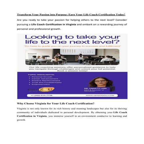 Life Coach Certification - Get Certified Today! | PDF