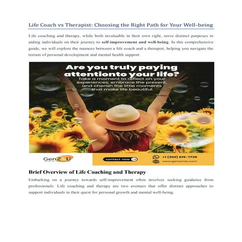 Life Coach vs Therapist: Choosing the Right Path for Your Well-being ...