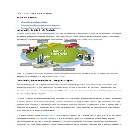 Life cycle analysis for biofuels | PDF