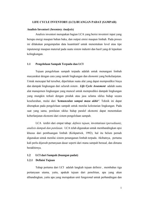 Life cycle assessment pabrik semen holcim | DOCX