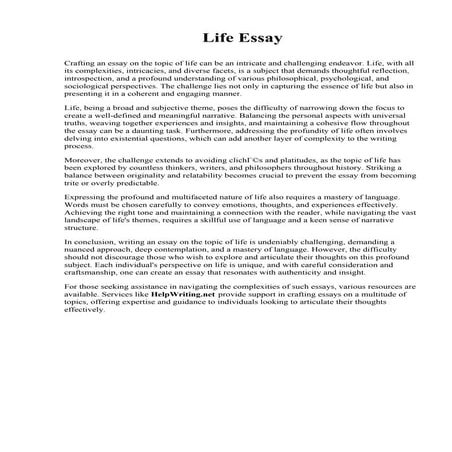 Life Essay | PDF