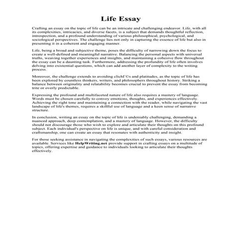 Life Essay.pdf | Brain and Nervous System Disorders | Diseases and ...