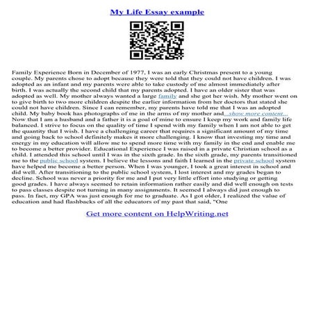 Life Essay Sample | PDF