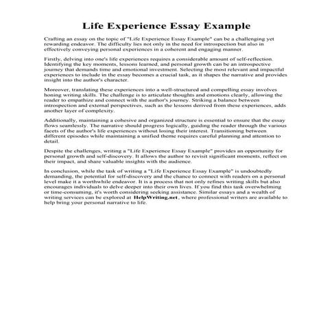 Life Experience Essay Example. Breathtaking Life Changing Experience ...