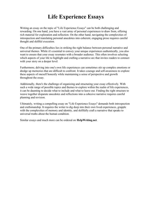 Essay On Life Experience.pdf