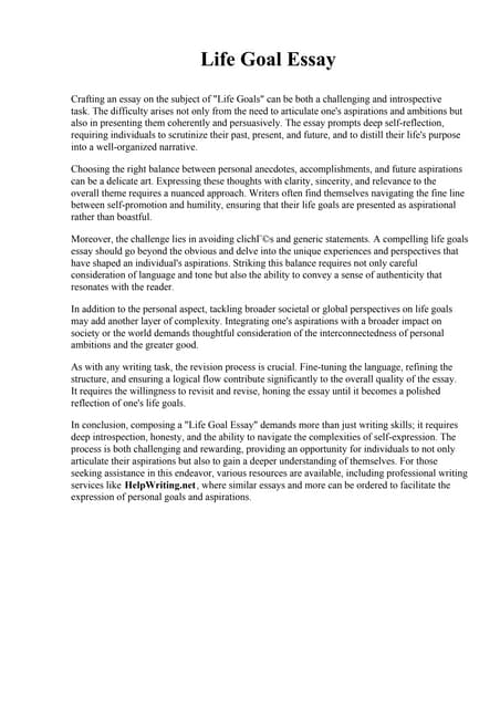 My Goals In Life Essay.pdf | Homework and Study | Education