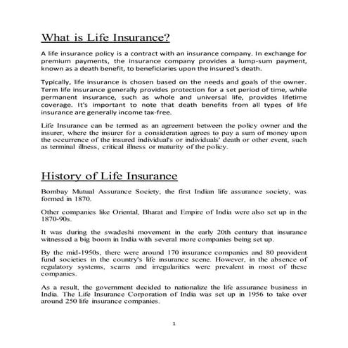 Life insurance | DOCX