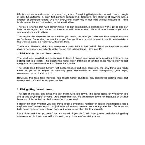 Life is a series of calculated risks | DOCX