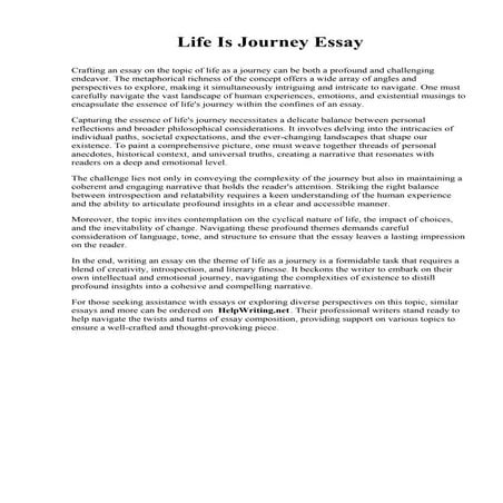 Life Is Journey Essay. University of Louisiana at Monroe | PDF