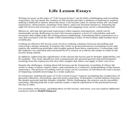 Life Lesson Essays.pdf | Educational Assessment | Education