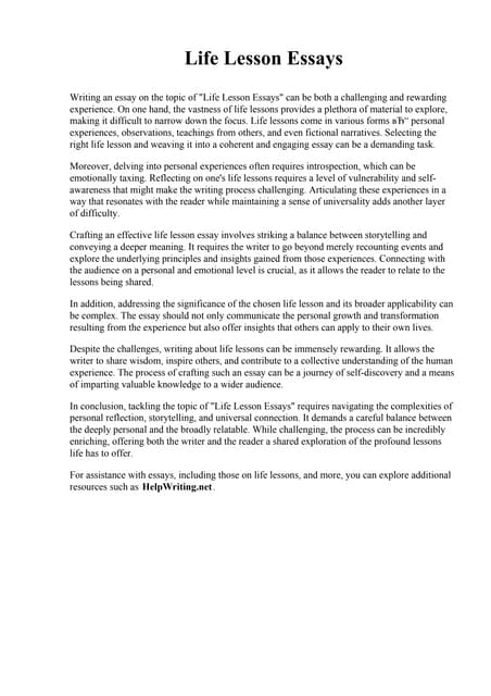 Life Experience Essay Sample. Jackson State University | PDF