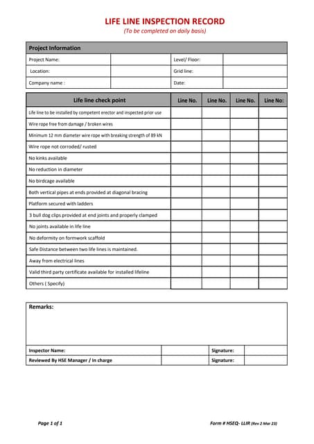 AUXILIARY CRANE INSPECTION CHECKLIST Form # HSEQ - AC Rev 2.docx | Commercial Trucks | Auto Body ...
