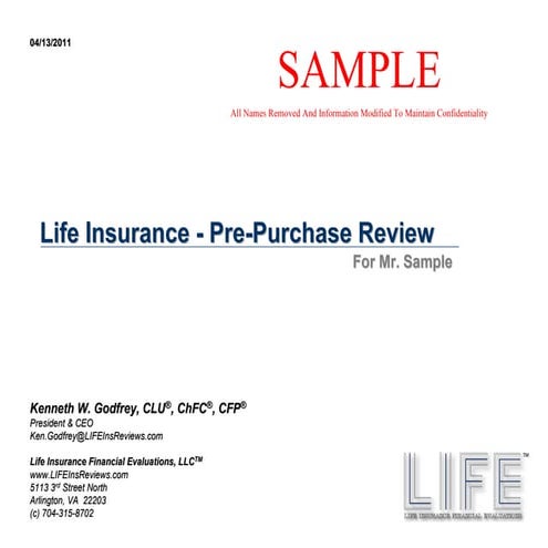 Life Llc Pre Purchase Review Sample Presentation Website | PPT
