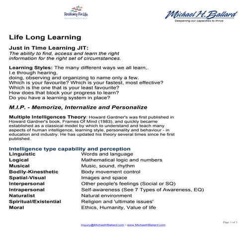Life Long Learning L3 | PDF
