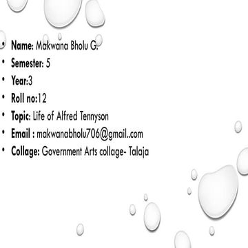 Life of Alfred Tennyson - Romantic poet | PPT