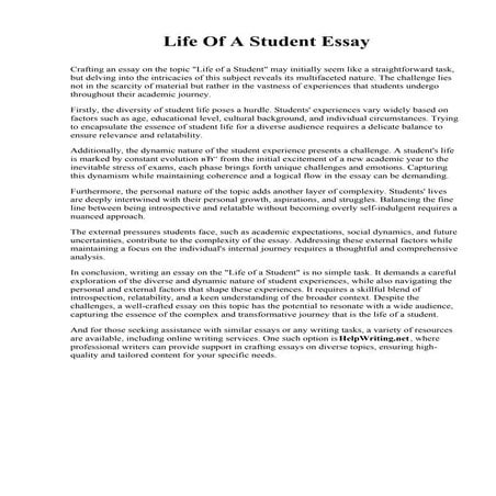 Life Of A Student Essay | PDF | Homework and Study | Education
