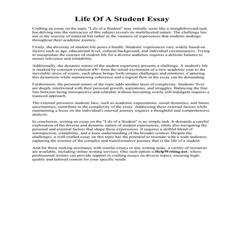 Life Of A Student Essay | PDF