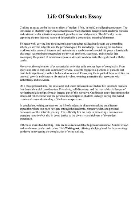 Life Of A Student Essay | PDF