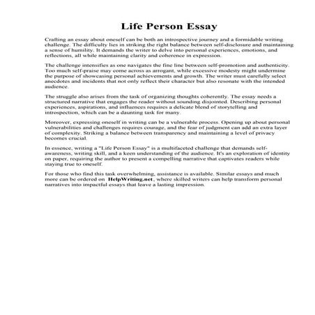 Life Person Essay | PDF