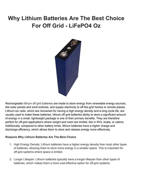 LiFePO4 Lithium Iron Phosphate Rack Battery | PPTX | Science