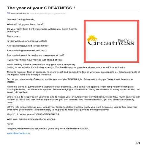 The year of your GREATNESS ! | PDF