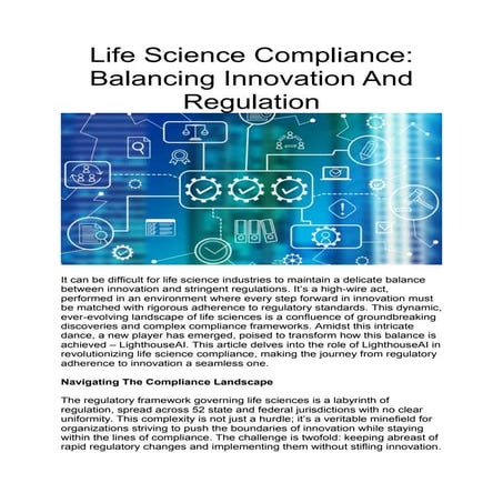Life Science Compliance Balancing Innovation And Regulation.docx