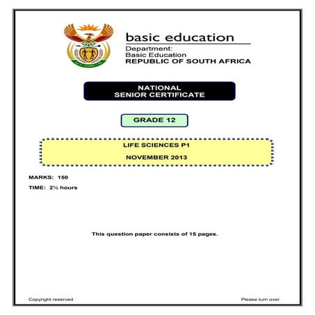 Life sciences p1 nov 2013 eng | PDF