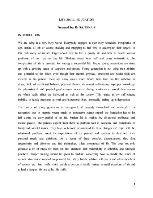 Life skill education | PPTX | Mental Health | Diseases and Conditions