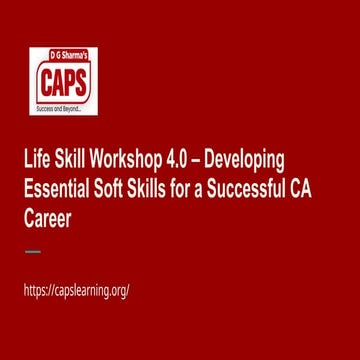 Life Skill Workshop 4.0 – Developing Essential Soft Skills for a ...