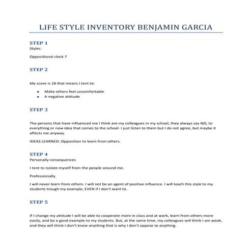 Life Styles Inventory | DOCX