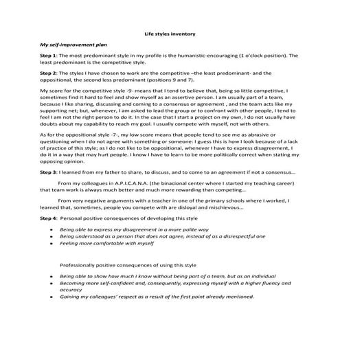 Life Styles Inventory | DOCX