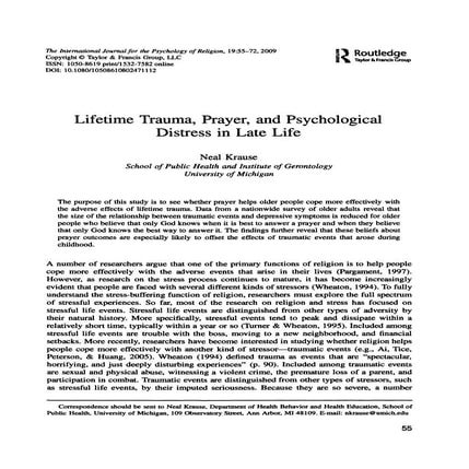 Lifetime trauma-prayer-and-psychological-distress-in-late-life | PDF ...