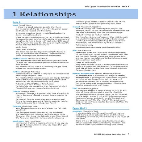 vocabulary unit 1 | PDF | Dating | Family and Relationships