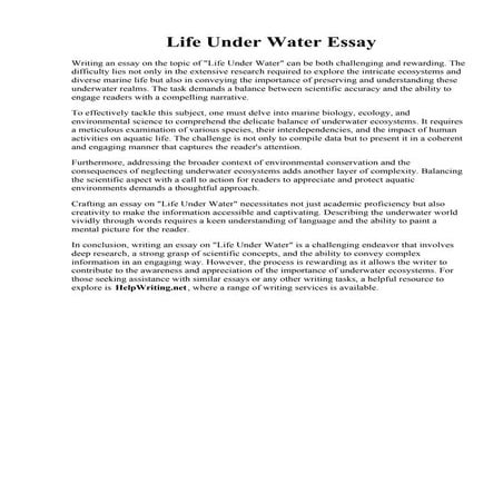 Life Under Water Essay | PDF | Television | Entertainment