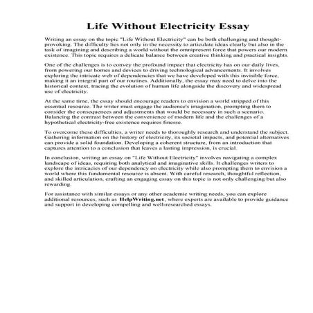 Life Without Electricity Essay | PDF