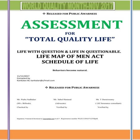 ASSESSMENT FOR “TOTAL QUALITY LIFE” | PDF