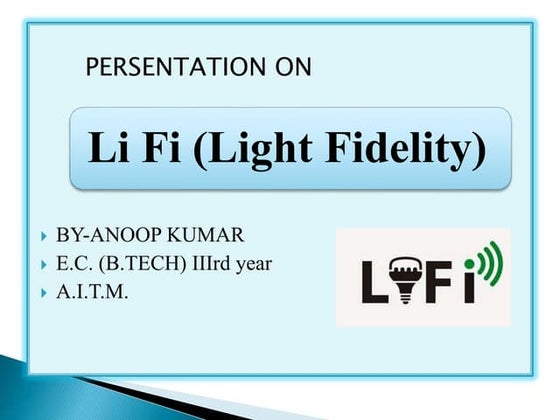 LI-FI Presentation | PPTX | Computer Networking | Computing