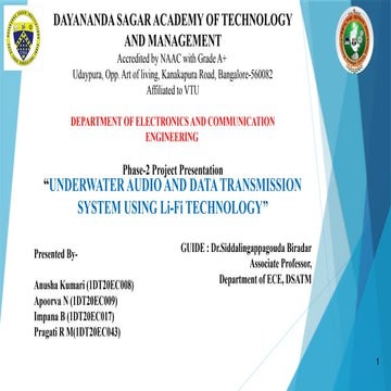 Underwater Audio And Data Transmission System Using Li Fi Technology Pptx