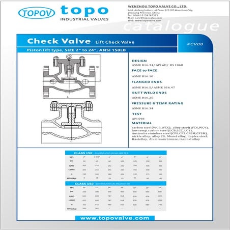 Lift check valve 150 lb topo valve catalogue | PDF