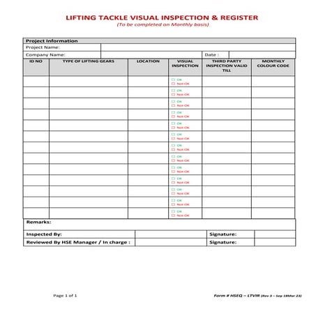 LIFTING TACKLE VISUAL INSPECTION & REGISTER Form # HSEQ - LTVIR Rev 3.docx