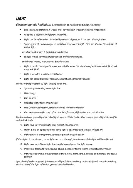 Properties and characteristics of light 4 | PPTX | Physics | Science