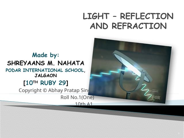 Light - Reflection and Refraction Class 10 Physics Complete | PPTX