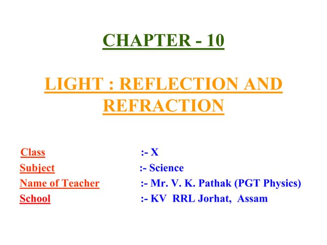 light reflection and refraction | PPT