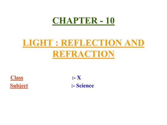 Reflection of light | PPTX | Physics | Science