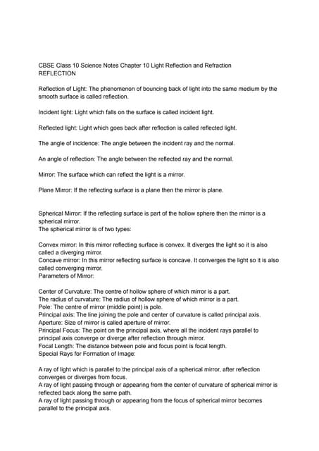 Light - Reflection and Refraction Class 10 Physics Complete | PPTX ...