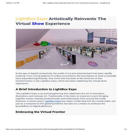 LightBox Expo Artistically Reinvents The Virtual Show Experience | PDF